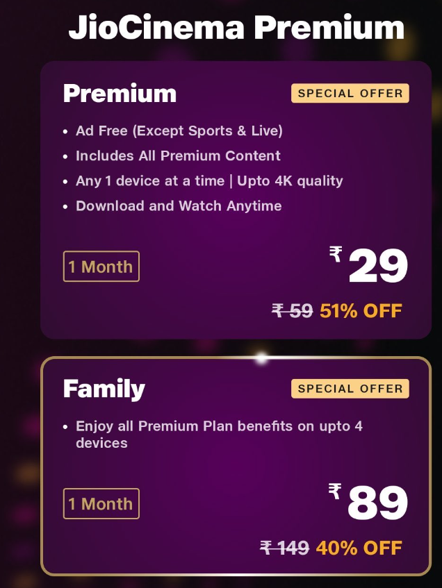 JioCinema Introduces Budget friendly Plans With Premium Content Galore