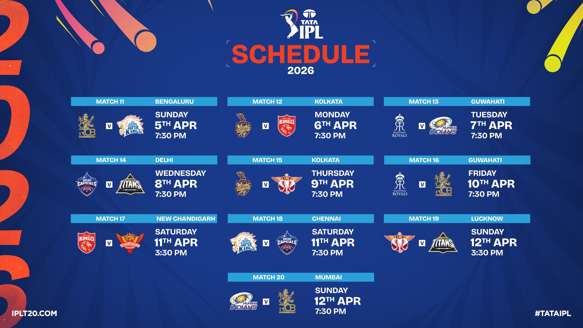 BCCI Announces Schedule For First Phase Of IPL 2026