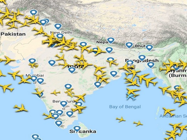 Indian airspace only being used by international flights which are ...