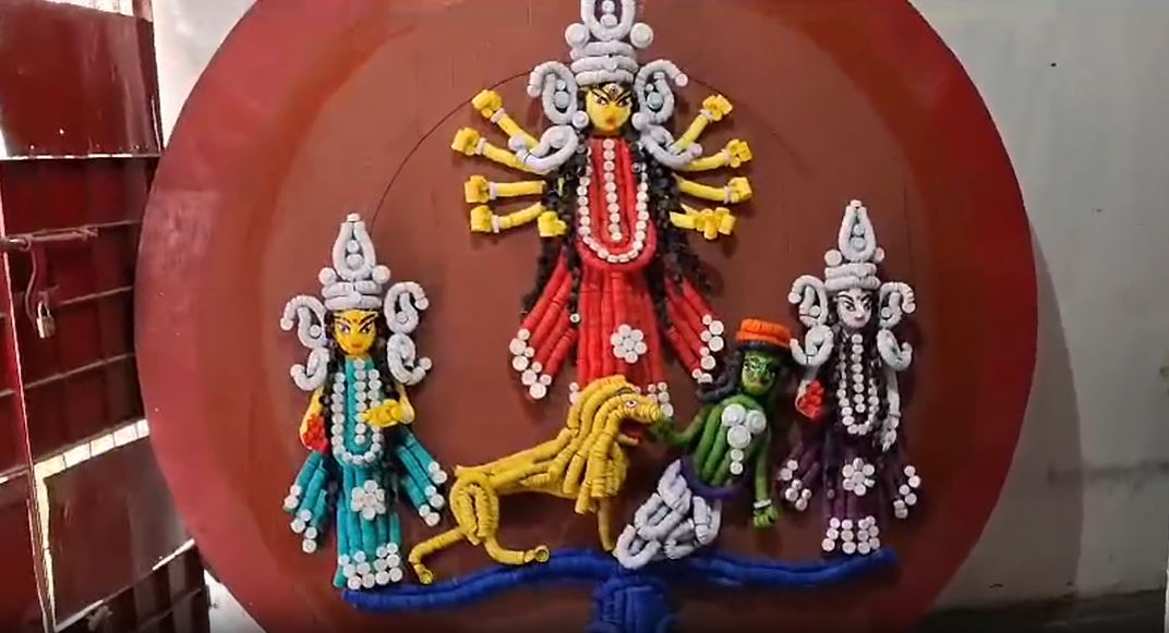 Assam artist Pradip Ghosh crafts Durga idol from waste, highlights ...