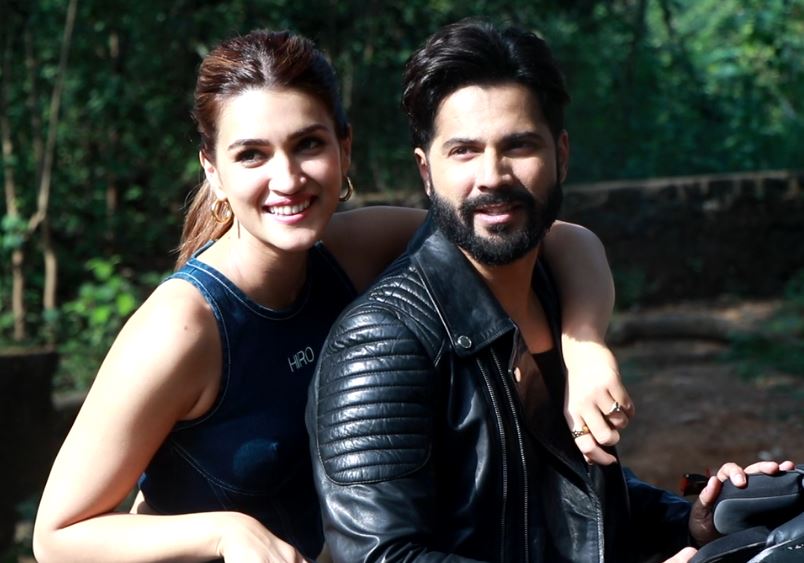See Photos Kriti Sanon Varun Dhawan Out On A Bike Ride